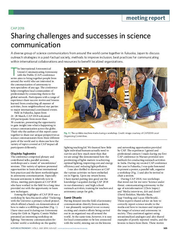 (PDF) Sharing challenges and successes in science communication