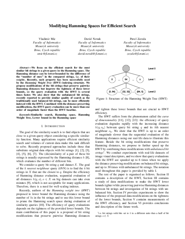 Modifying Hamming Spaces for Efficient Search