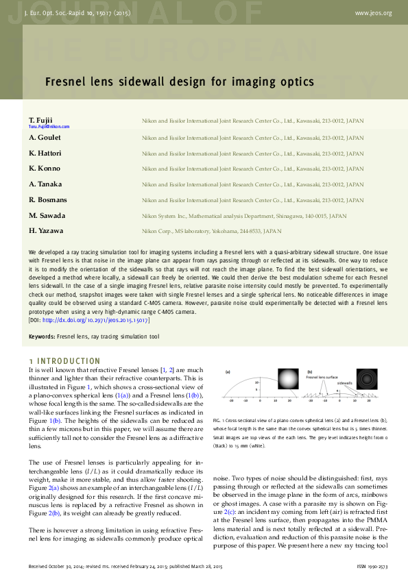 (PDF) Fresnel lens sidewall design for imaging optics