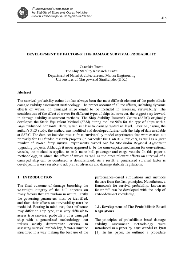 (PDF) Development of Factor-s: the Damage Survival Probability