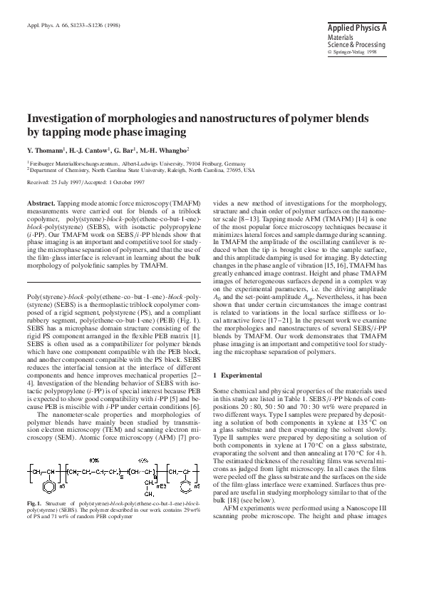 (PDF) Investigation of morphologies and nanostructures of polymer ...