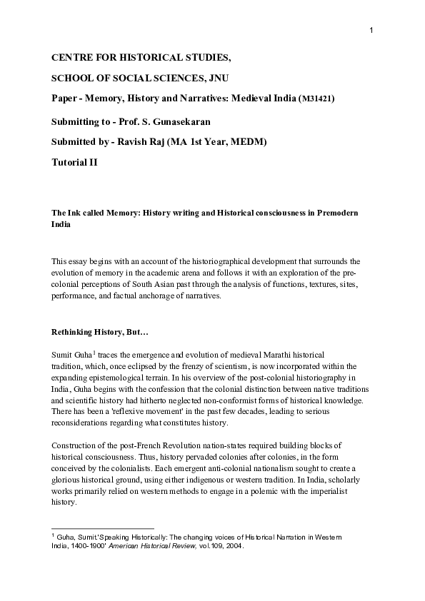 (PDF) THE INK CALLED MEMORY: HISTORY WRITING AND HISTORICAL ...