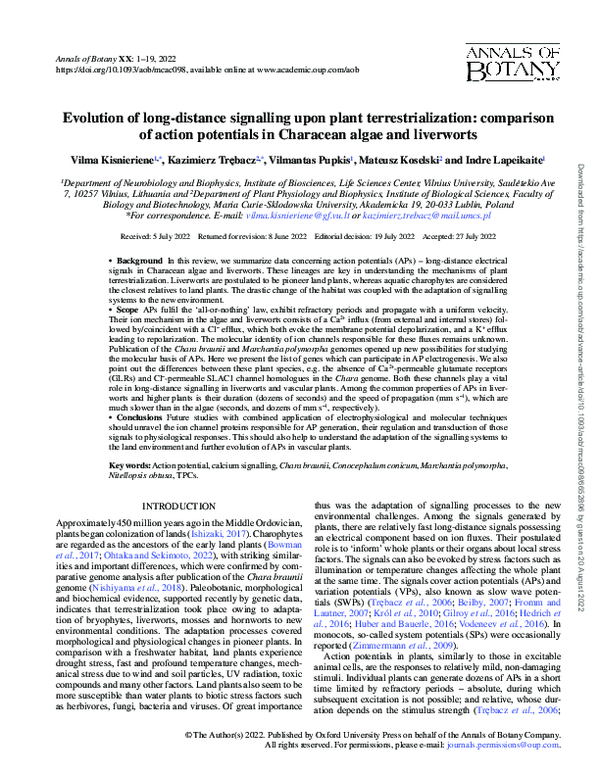 (PDF) Evolution of long-distance signalling upon plant ...