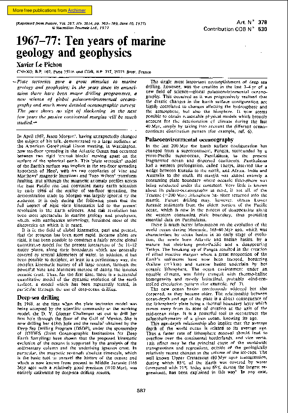 (PDF) 1967–77: Ten years of marine geology and geophysics