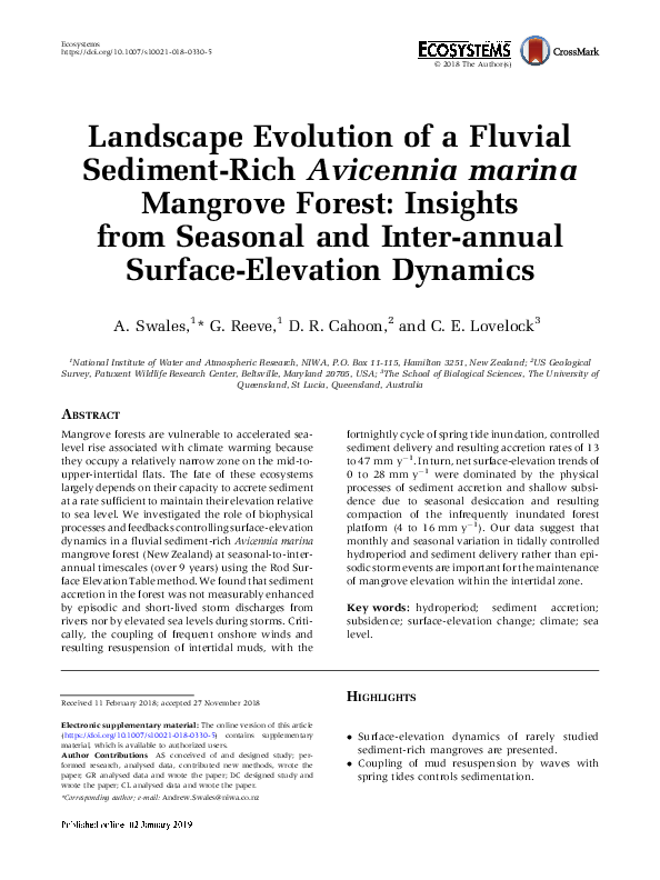 (PDF) Landscape Evolution of a Fluvial Sediment-Rich Avicennia marina ...