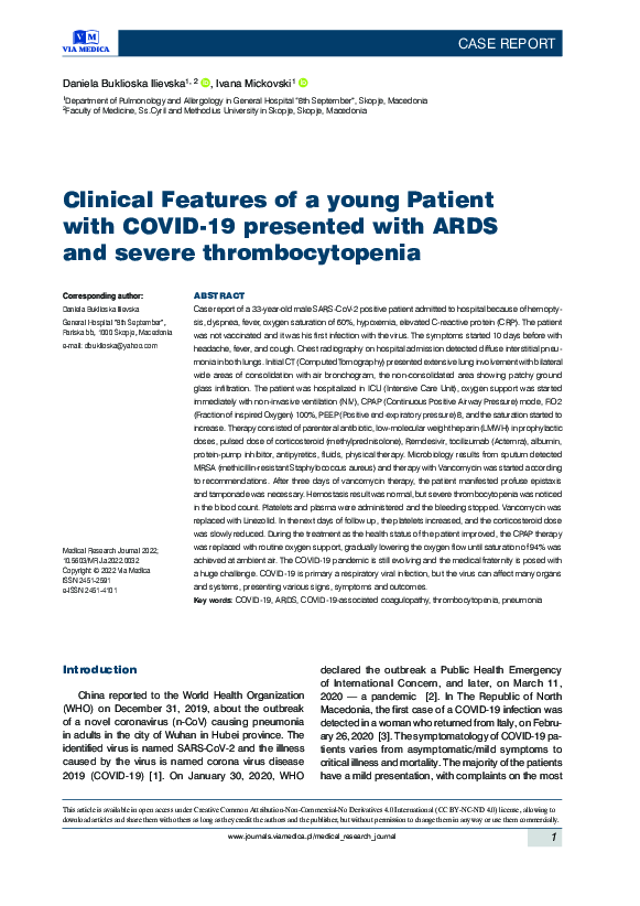 (PDF) Clinical Features of a young Patient with COVID-19 presented with ...