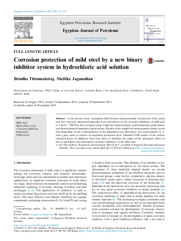 (PDF) Corrosion protection of mild steel by a new binary inhibitor ...
