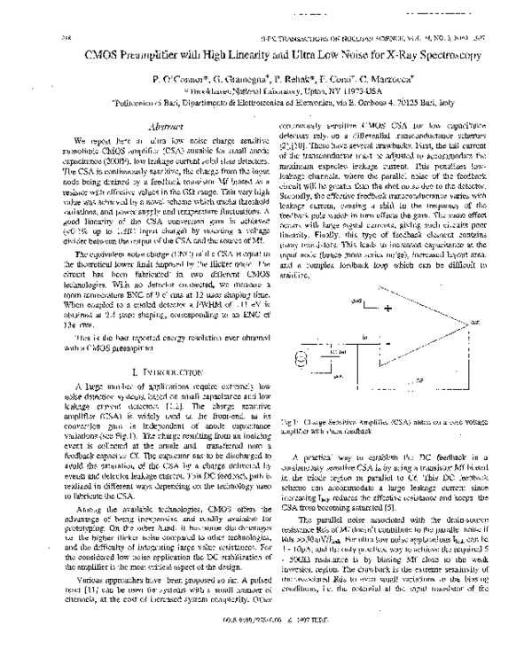 (PDF) CMOS preamplifier with high linearity and ultra low noise for X-ray spectroscopy