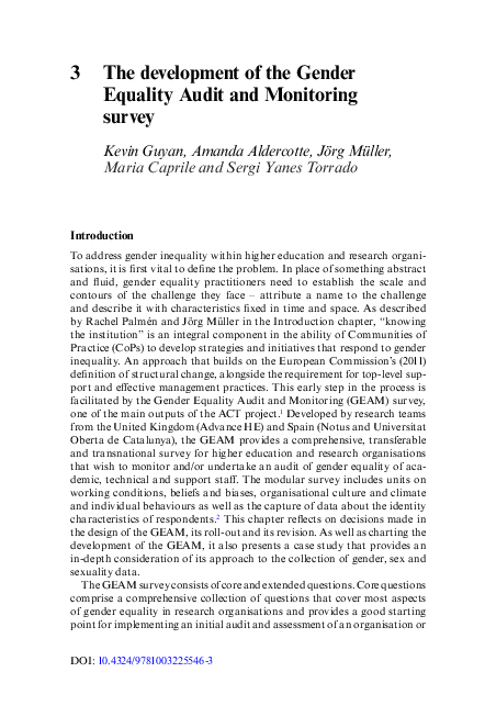 (PDF) The development of the Gender Equality Audit and Monitoring survey