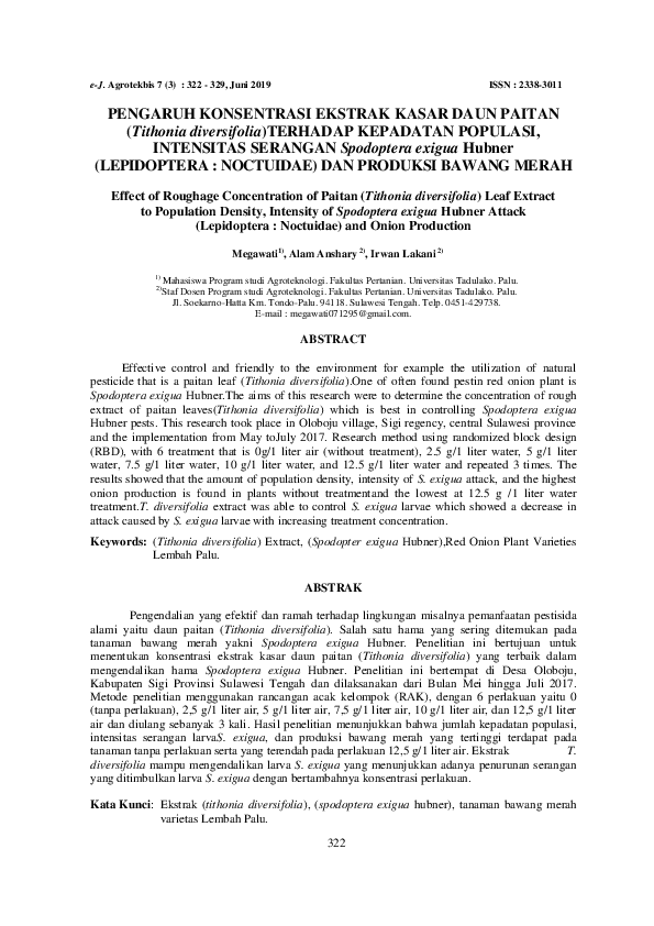 (PDF) Pengaruh Konsentrasi Ekstrak Kasar Daun Paitan (Tithonia ...