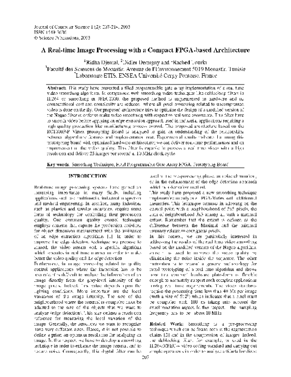 (PDF) A Real-time Image Processing with a Compact FPGA-based Architecture