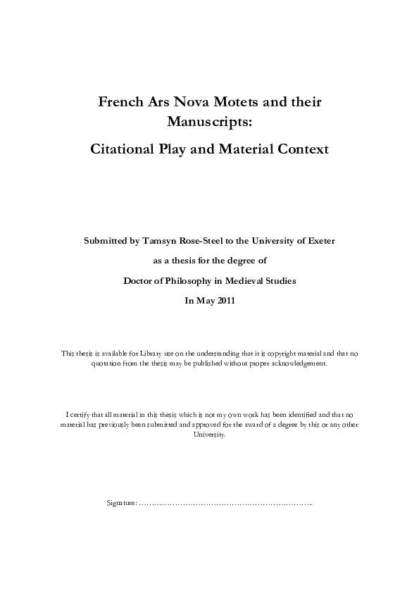 (PDF) French Ars Nova Motets and their Manuscripts: Citational Play and ...