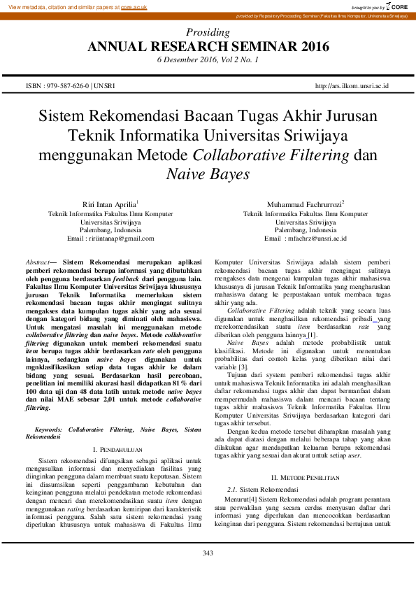 (PDF) Sistem Rekomendasi Bacaan Tugas Akhir Jurusan Teknik Informatika ...
