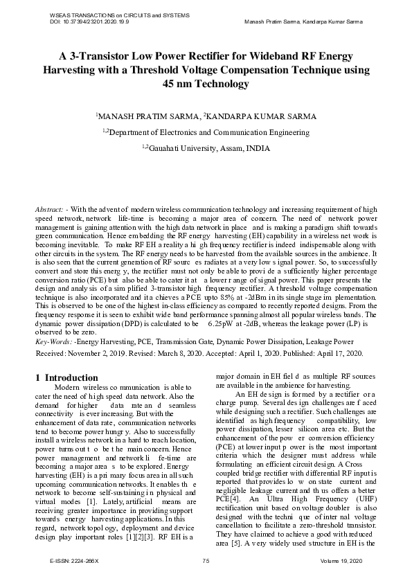 (PDF) A 3-Transistor Low Power Rectifier for Wideband RF Energy ...