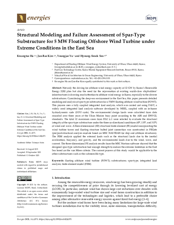 (PDF) Structural Modeling and Failure Assessment of Spar-Type Substructure for 5 MW Floating ...