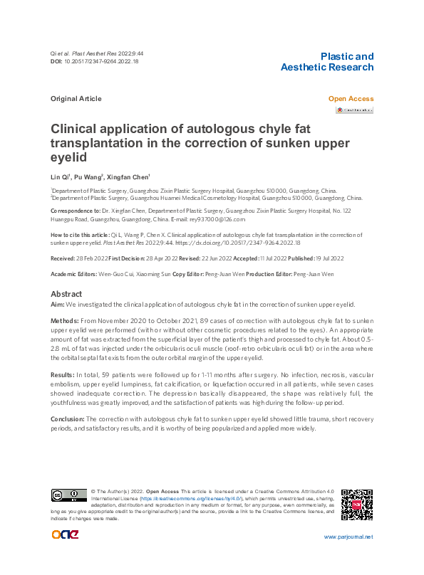 (PDF) Clinical application of autologous chyle fat transplantation in ...