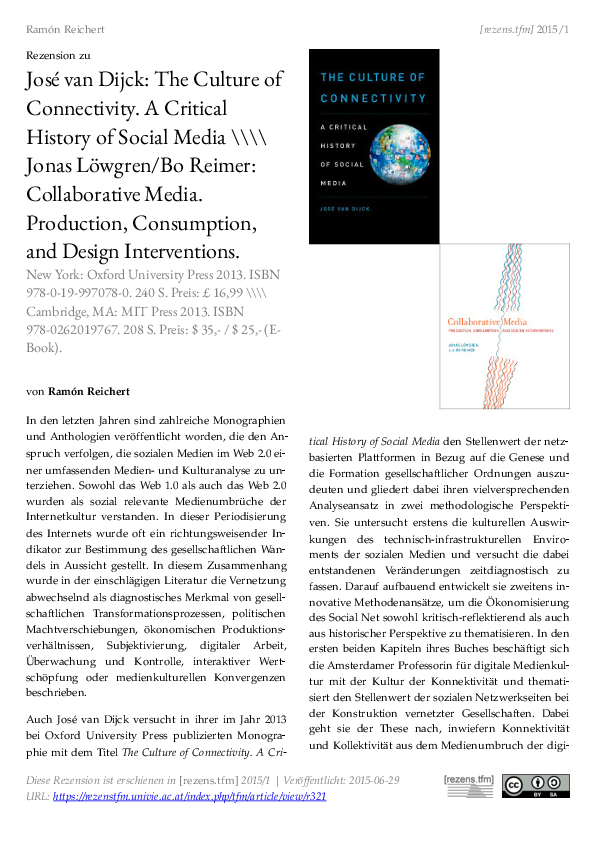 (PDF) José van Dijck: The Culture of Connectivity. A Critical History ...