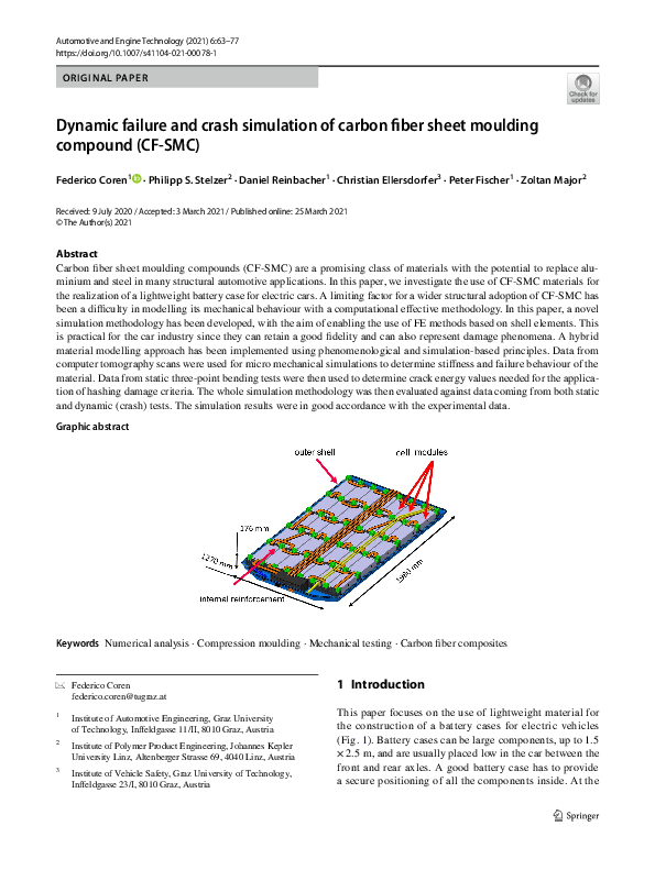 (PDF) Dynamic failure and crash simulation of carbon fiber sheet moulding compound (CF-SMC)