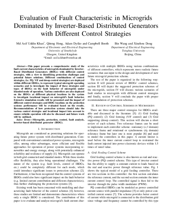 Pdf Evaluation Of Fault Characteristic In Microgrids Dominated By Inverter Based Distributed