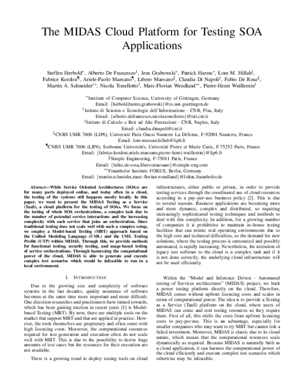 (PDF) The MIDAS Cloud Platform for Testing SOA Applications