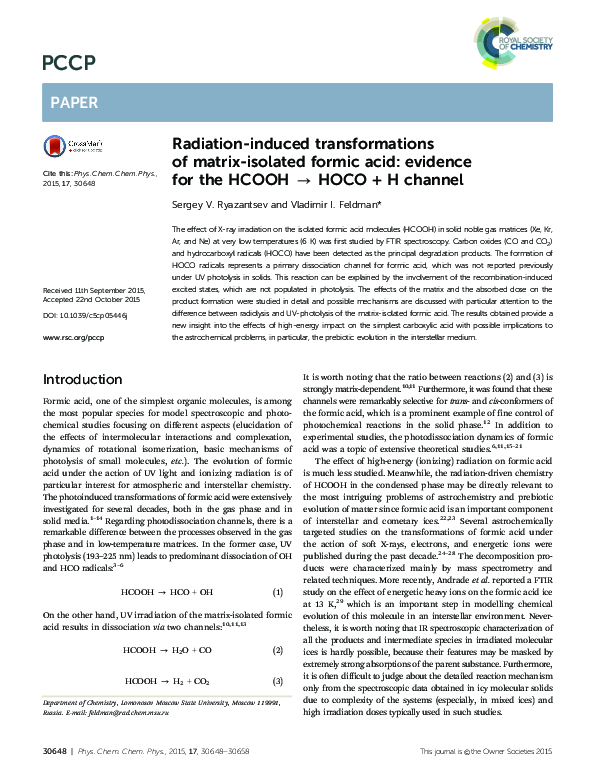 (PDF) Radiation-induced transformations of matrix-isolated formic acid ...