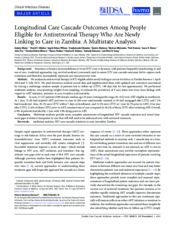 (PDF) Longitudinal Care Cascade Outcomes Among People Eligible for ...