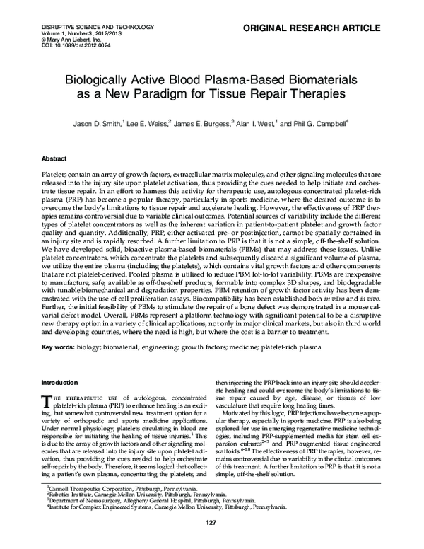 (PDF) Biologically Active Blood Plasma-Based Biomaterials as a New ...