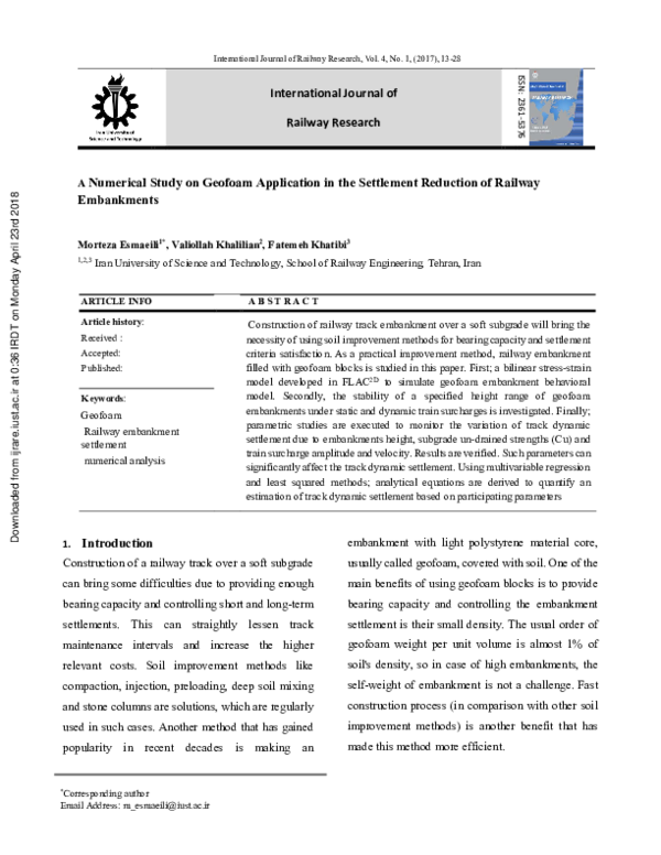(PDF) International Journal of Railway Research A Numerical Study on ...