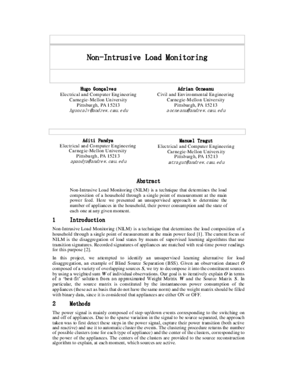 (PDF) Non-Intrusive Load Monitoring