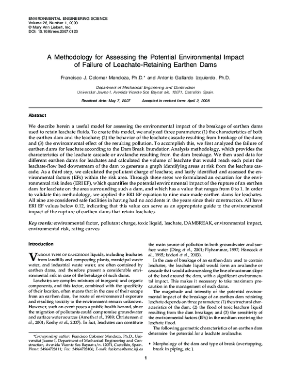 (PDF) A Methodology for Assessing the Potential Environmental Impact of ...