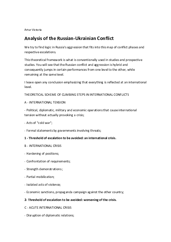 (PDF) Analysis of the Russian-Ukrainian Conflict