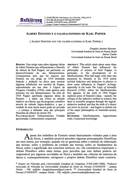 (PDF) Albert Einstein e o falseacionismo de Karl Popper