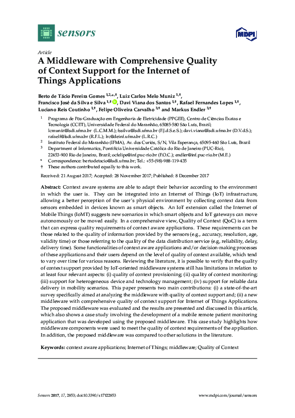 (PDF) A Middleware with Comprehensive Quality of Context Support for ...