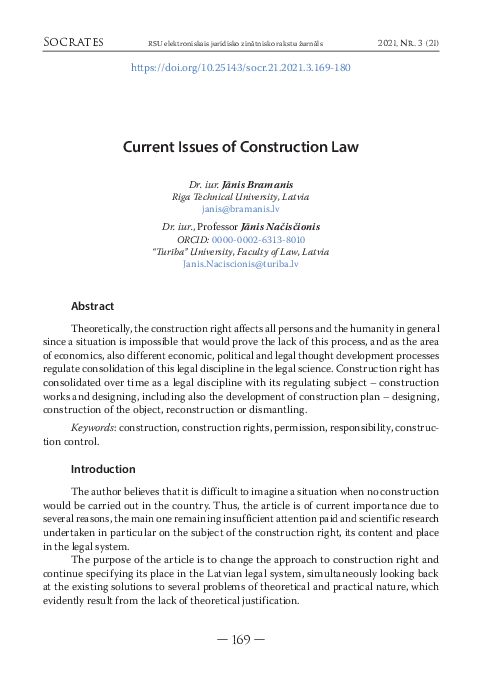 (PDF) Current Issues of Construction Law
