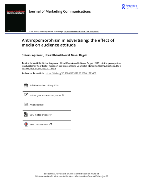 (PDF) Anthropomorphism in advertising: the effect of media on audience ...