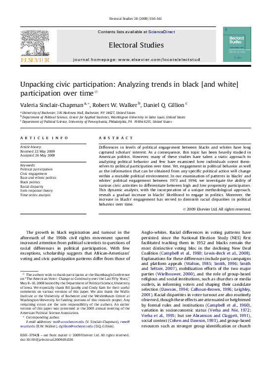 (PDF) Unpacking civic participation: Analyzing trends in black [and ...