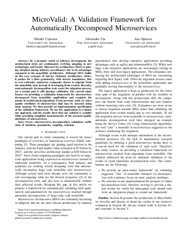 (PDF) MicroValid: A Validation Framework for Automatically Decomposed ... (PDF) MicroValid: A Validation Framework for Automatically Decomposed ...