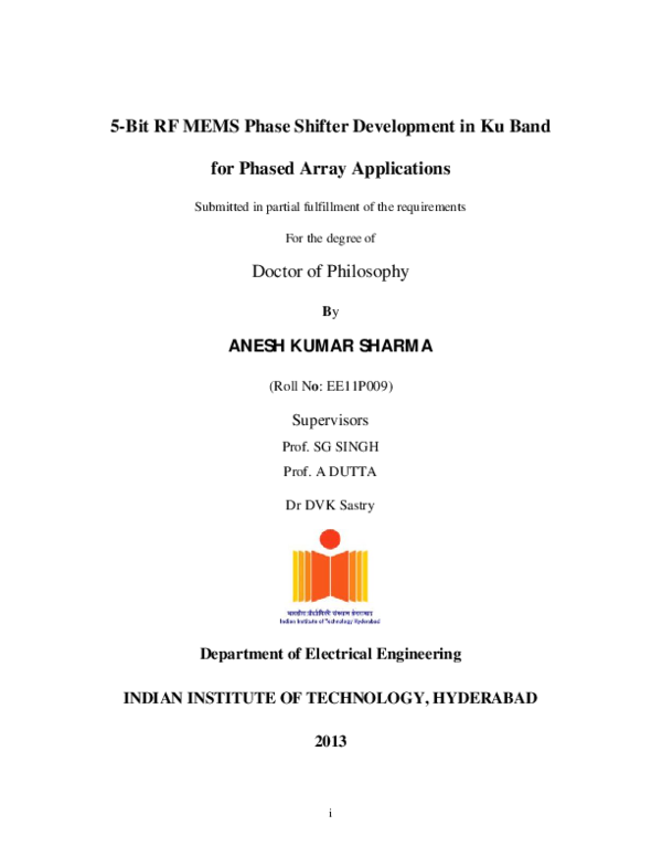 (PDF) 5-Bit RF MEMS Phase Shifter Development in Ku Band for Phased ...
