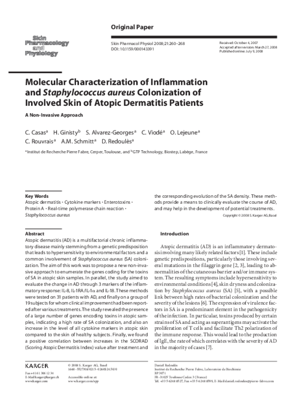 Pdf Molecular Characterization Of Inflammation And Staphylococcus Aureus Colonization Of