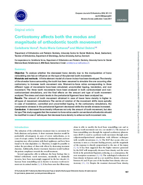 (PDF) Corticotomy affects both the modus and magnitude of orthodontic ...