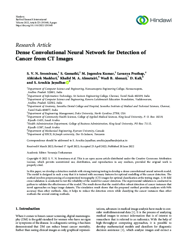Dense Convolutional Neural Network For Detection Of Cancer From Ct Images