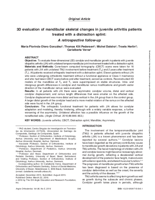 (PDF) 3D evaluation of mandibular skeletal changes in juvenile ...