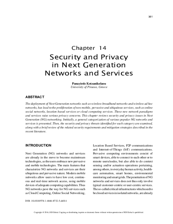 (PDF) Security and Privacy in Next Generation Networks and Services