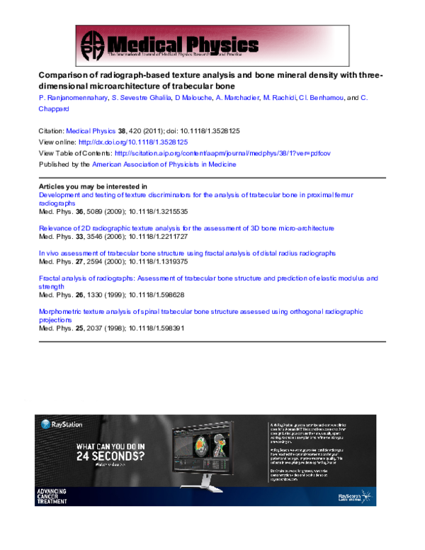 (PDF) Comparison of radiograph-based texture analysis and bone mineral ...