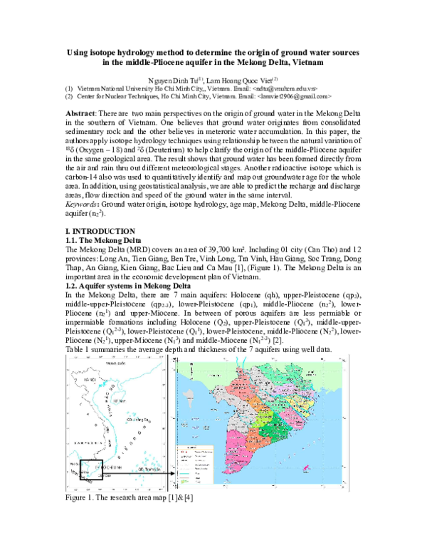 (PDF) Using isotope hydrology method to determine the origin of ground ...
