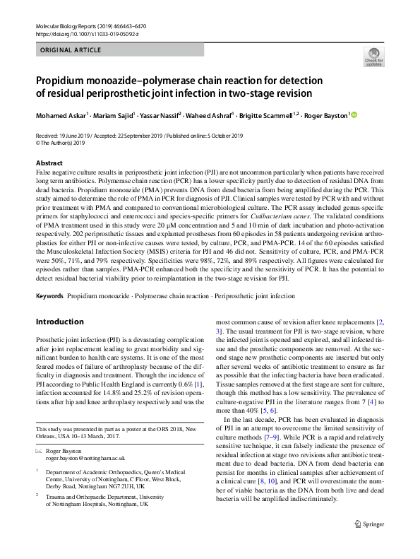 (PDF) Propidium monoazide–polymerase chain reaction for detection of ...