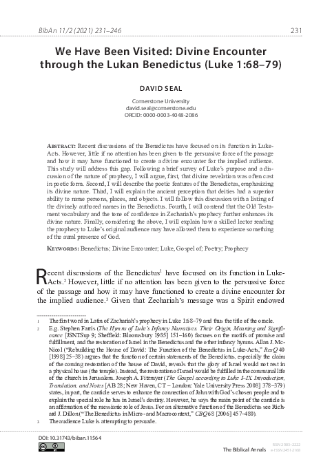 (PDF) We Have Been Visited: Divine Encounter through the Lukan ...