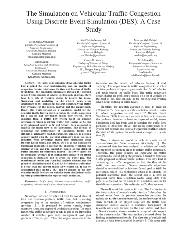 (PDF) The Simulation on Vehicular Traffic Congestion Using Discrete ...