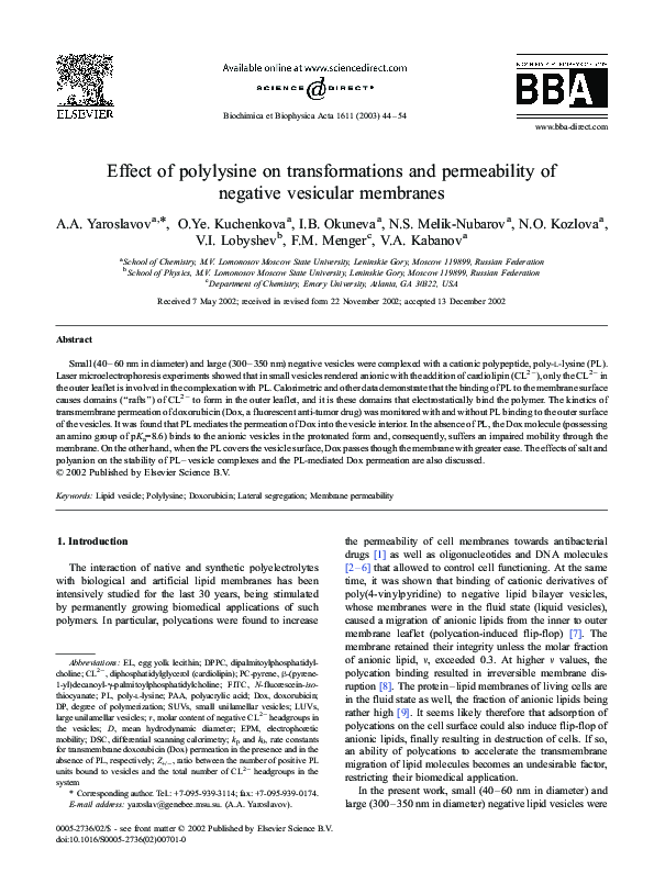(PDF) Effect of polylysine on transformations and permeability of ...