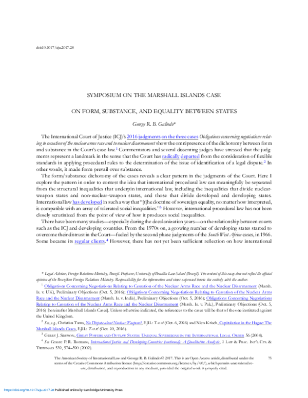 (PDF) On Form, Substance, and Equality Between States
